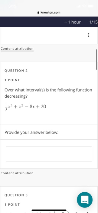 Solved knewton.com - 1 hour 1/15 Content attribution | Chegg.com
