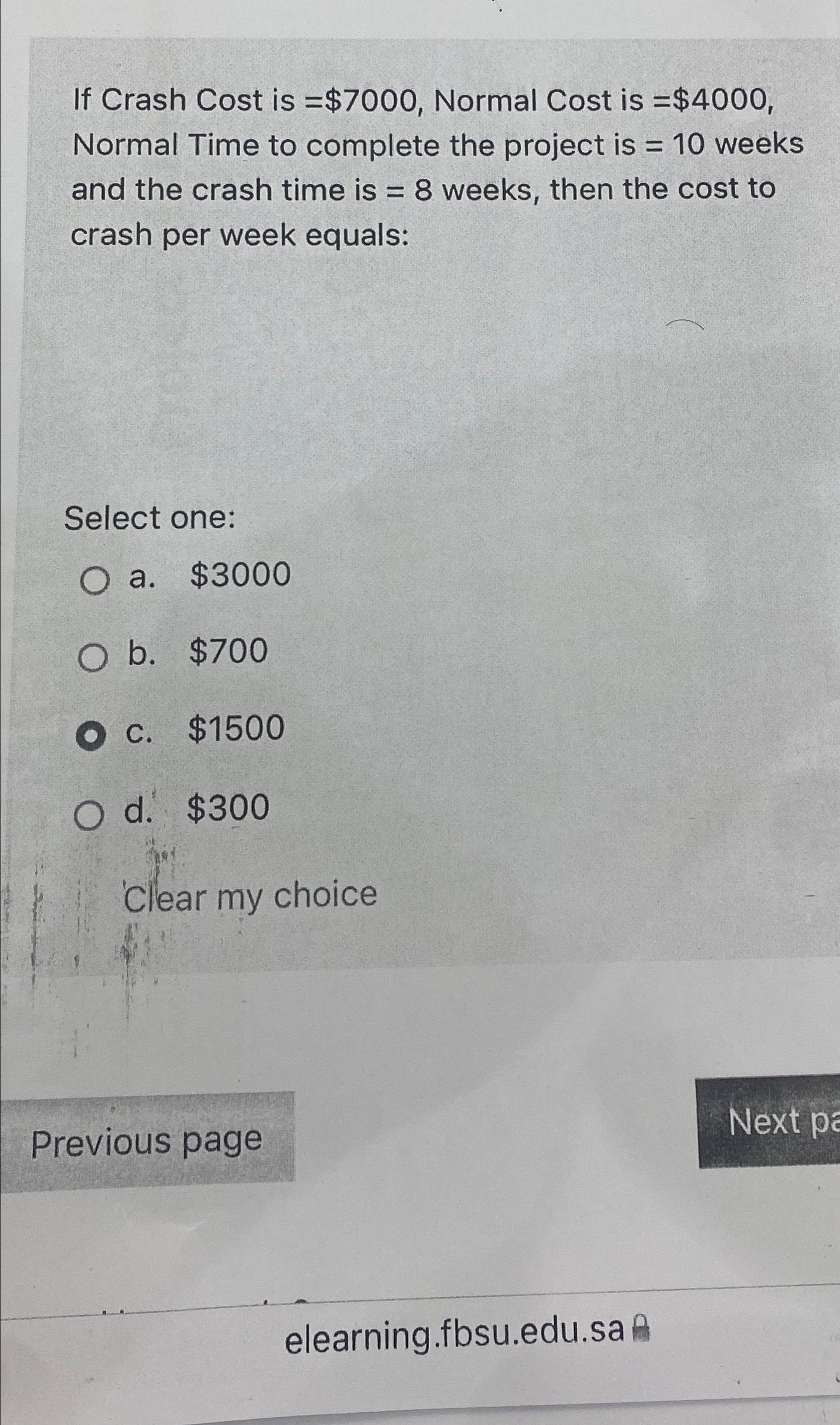 Solved If Crash Cost is =$7000, ﻿Normal Cost is =$4000, | Chegg.com