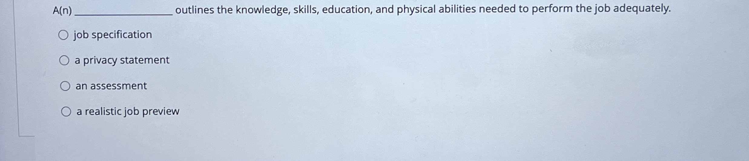 Solved A(n) q, ﻿outlines the knowledge, skills, education, | Chegg.com