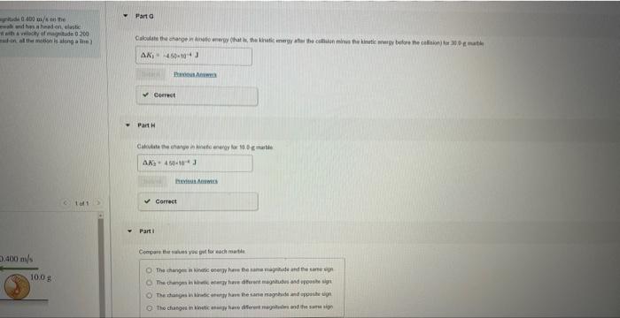 Solved A 10.0-g marble slides to the left with a velocity of | Chegg.com
