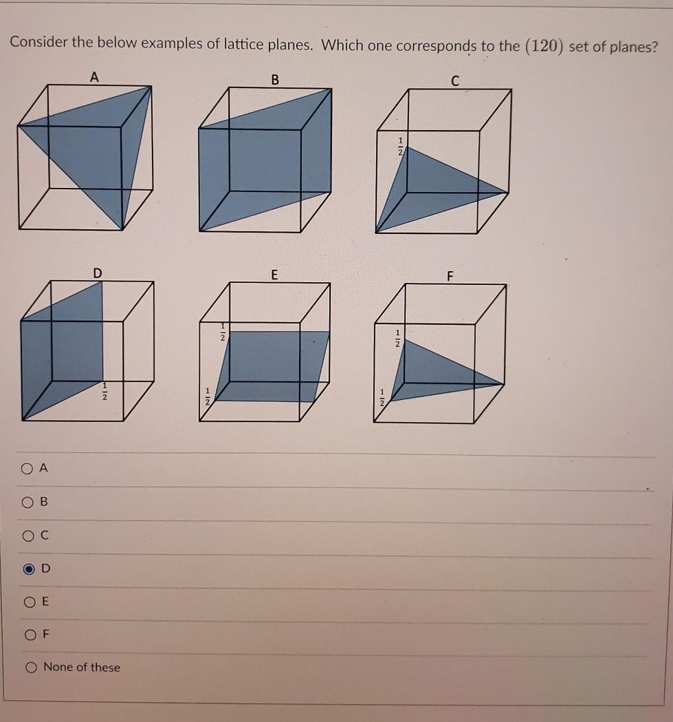 Solved Consider the below examples of lattice planes. which | Chegg.com