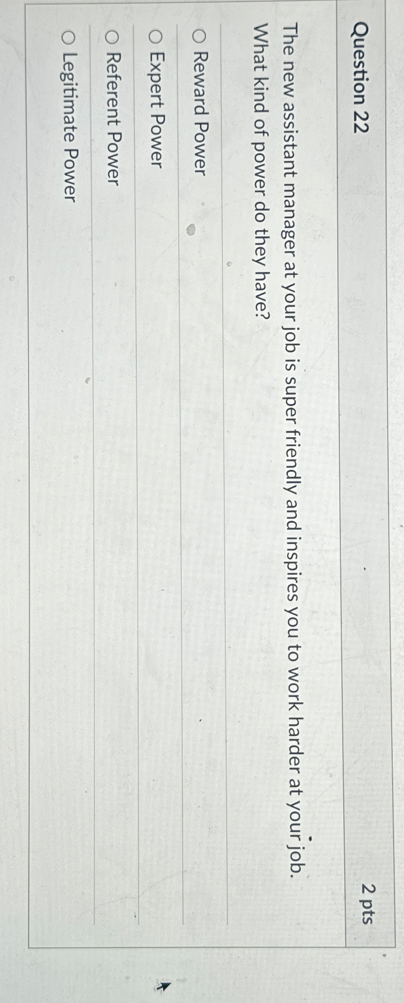 Solved Question 222 ﻿ptsThe new assistant manager at your | Chegg.com