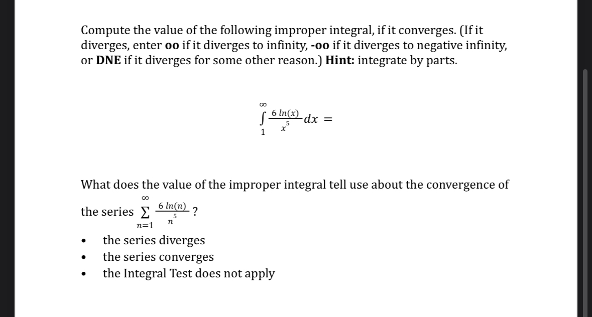 Solved Compute the value of the following improper integral, | Chegg.com