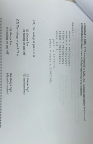 Solved connected to RD0, ﻿RC1 ﻿is connected to RD1, ﻿etc. | Chegg.com