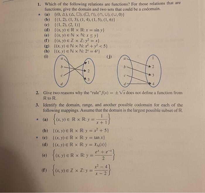 Solved 1. Which of the following relations are functions? | Chegg.com