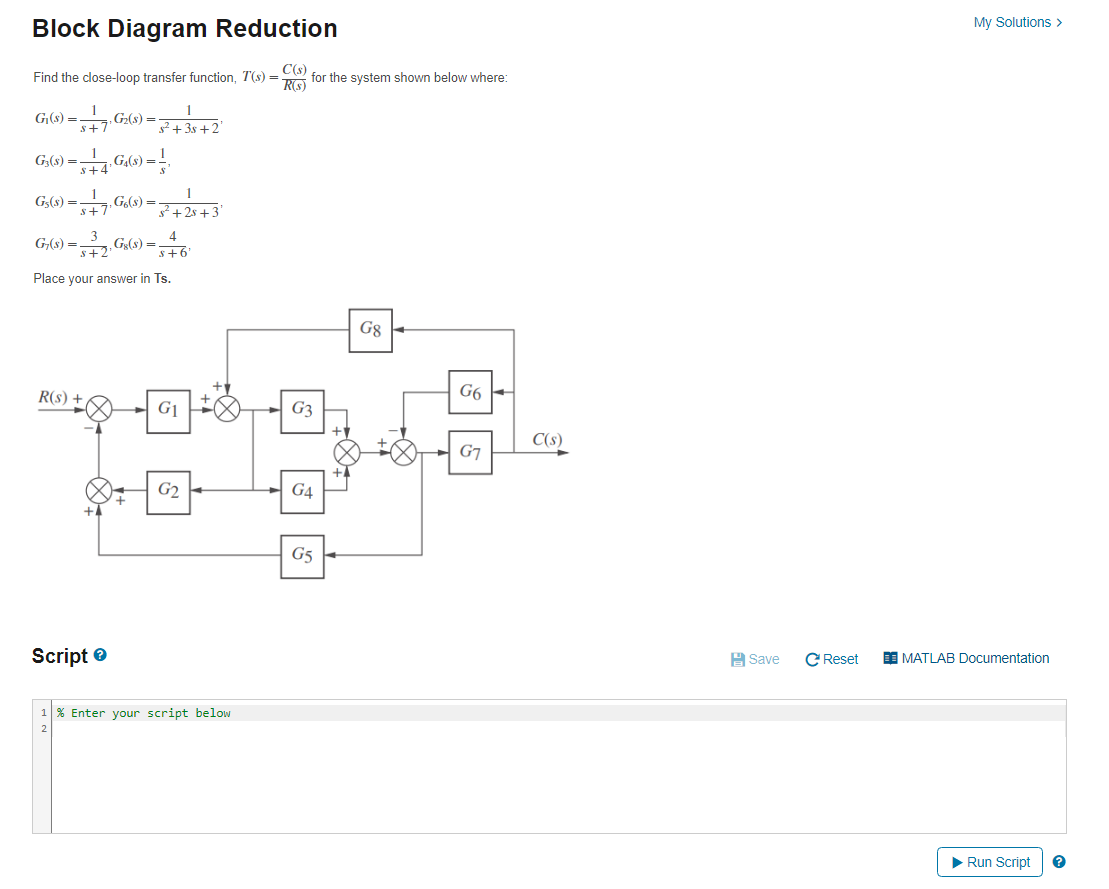 Block Diagram ReductionFind the close-loop transfer | Chegg.com