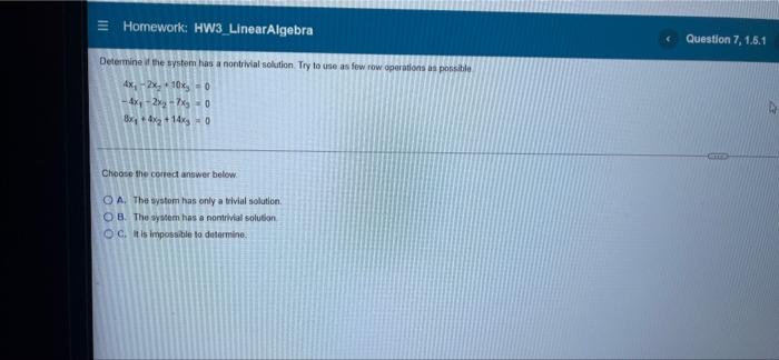 Solved Homework: HW3_Linear Algebra Question 7, 1.6.1 | Chegg.com