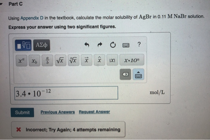 Solved Part C Using Appendix D in the textbook, calculate | Chegg.com