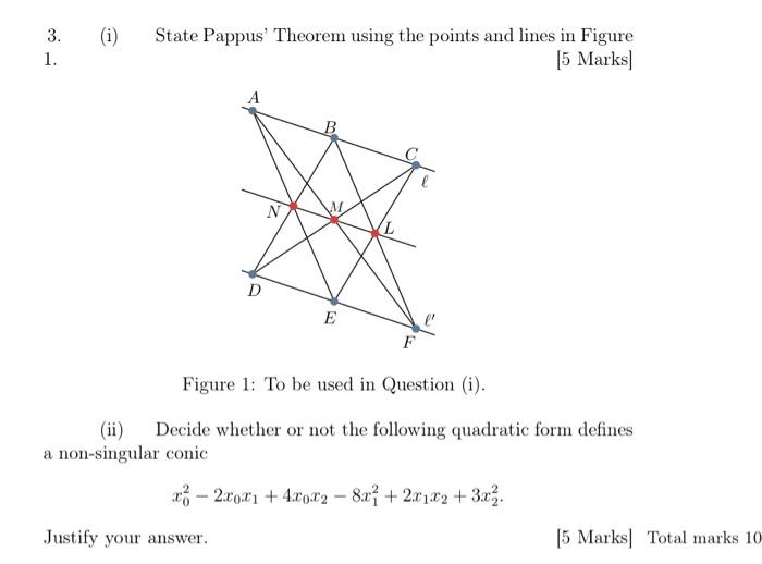 Solved 3. (i) State Pappus' Theorem using the points and | Chegg.com