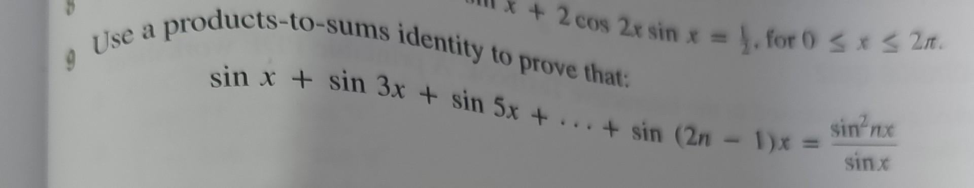 Solved Use a products-to-sums identity to prove that: | Chegg.com