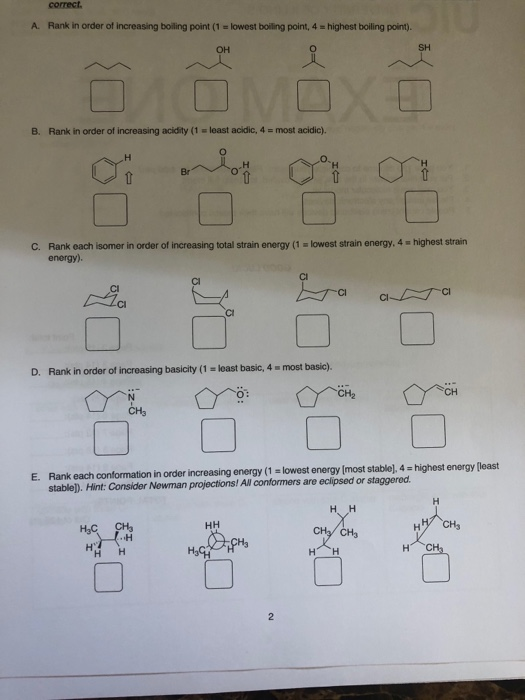 Solved correct. A Rank in order of increasing boiling point | Chegg.com