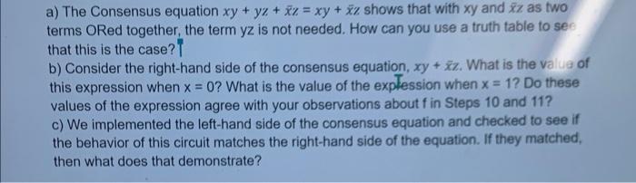 Solved a) The Consensus equation xy + y2 + x2 = xy + zz | Chegg.com