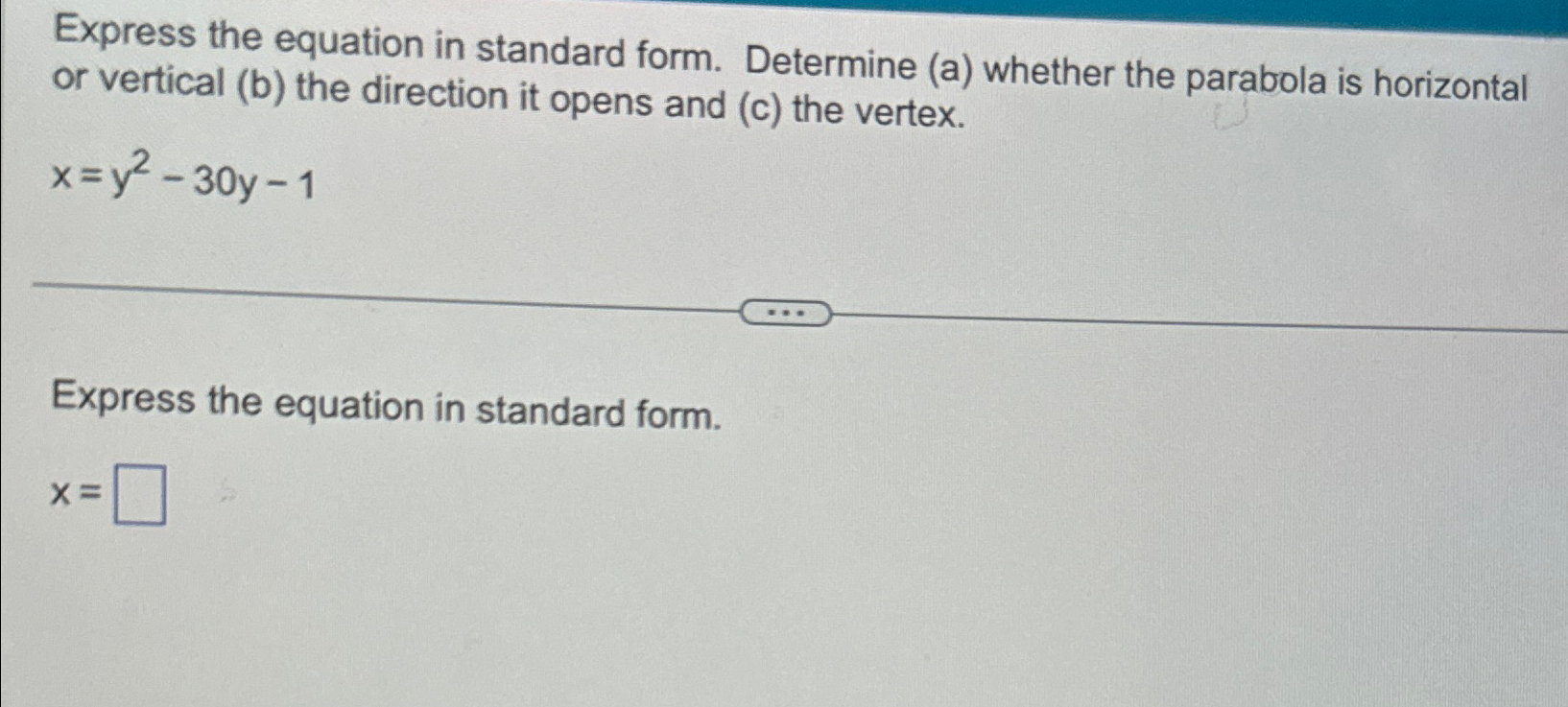 Solved Express the equation in standard form. Determine (a) | Chegg.com