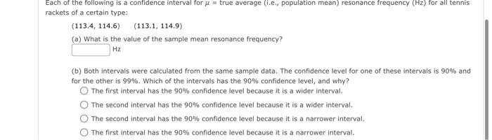 Solved ach of the following is a confidence interval for μ= | Chegg.com