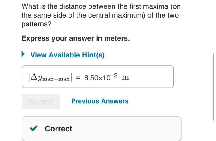 Solved Two lasers are shining on a double slit, with slit | Chegg.com