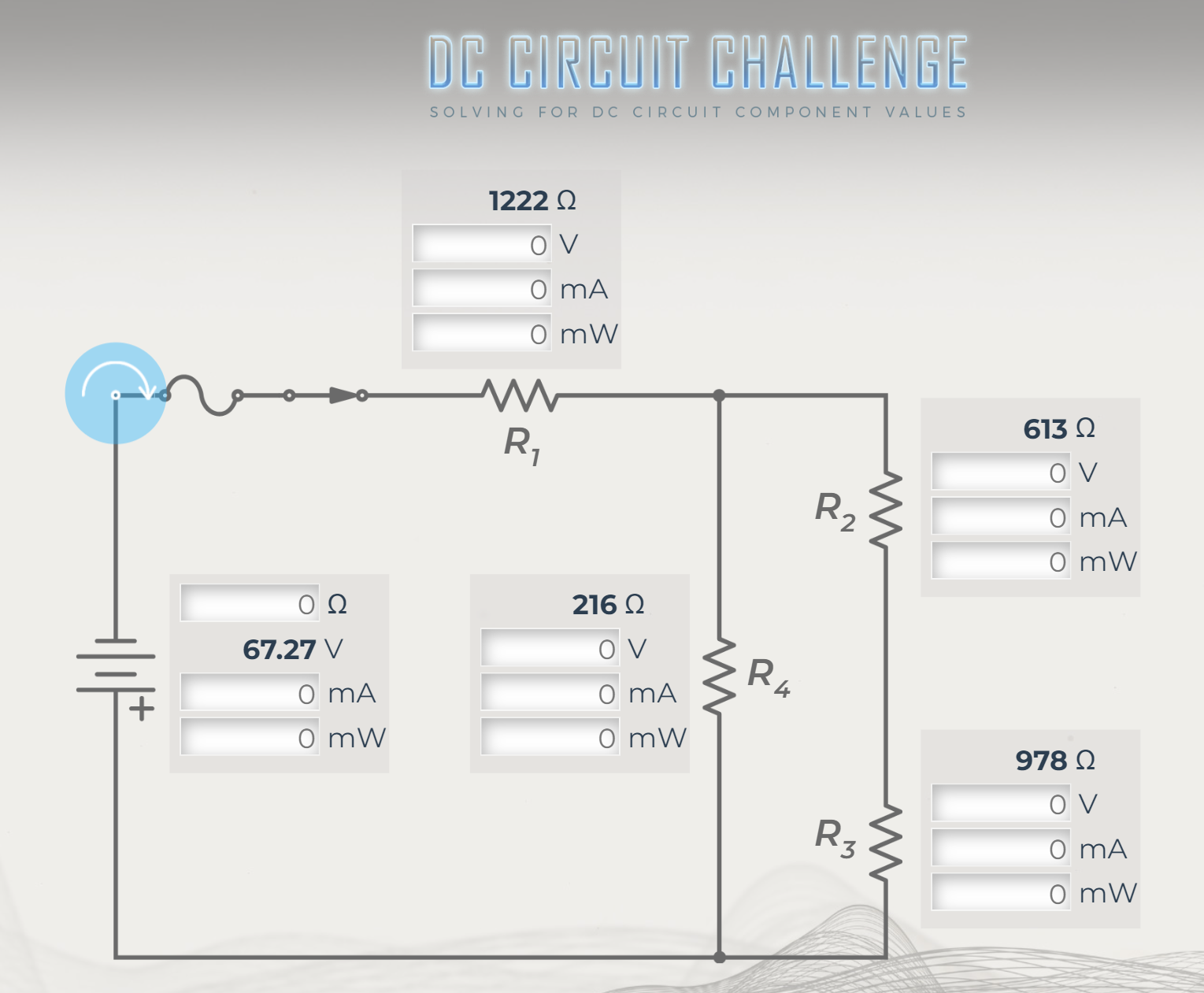 Solved SOLVING FOR DC CIRCUIT COMPONENT VALUESDC CIRCUIT | Chegg.com