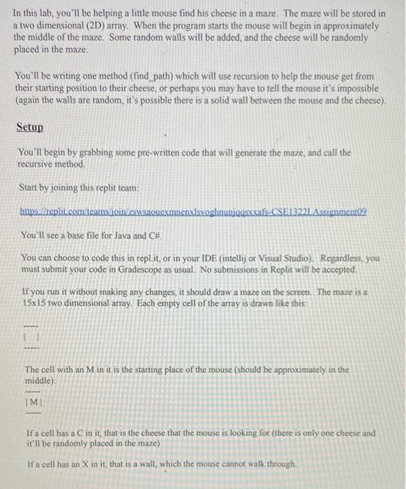 Solved In Java PleaseNeed help ASAPMain and Maze class | Chegg.com