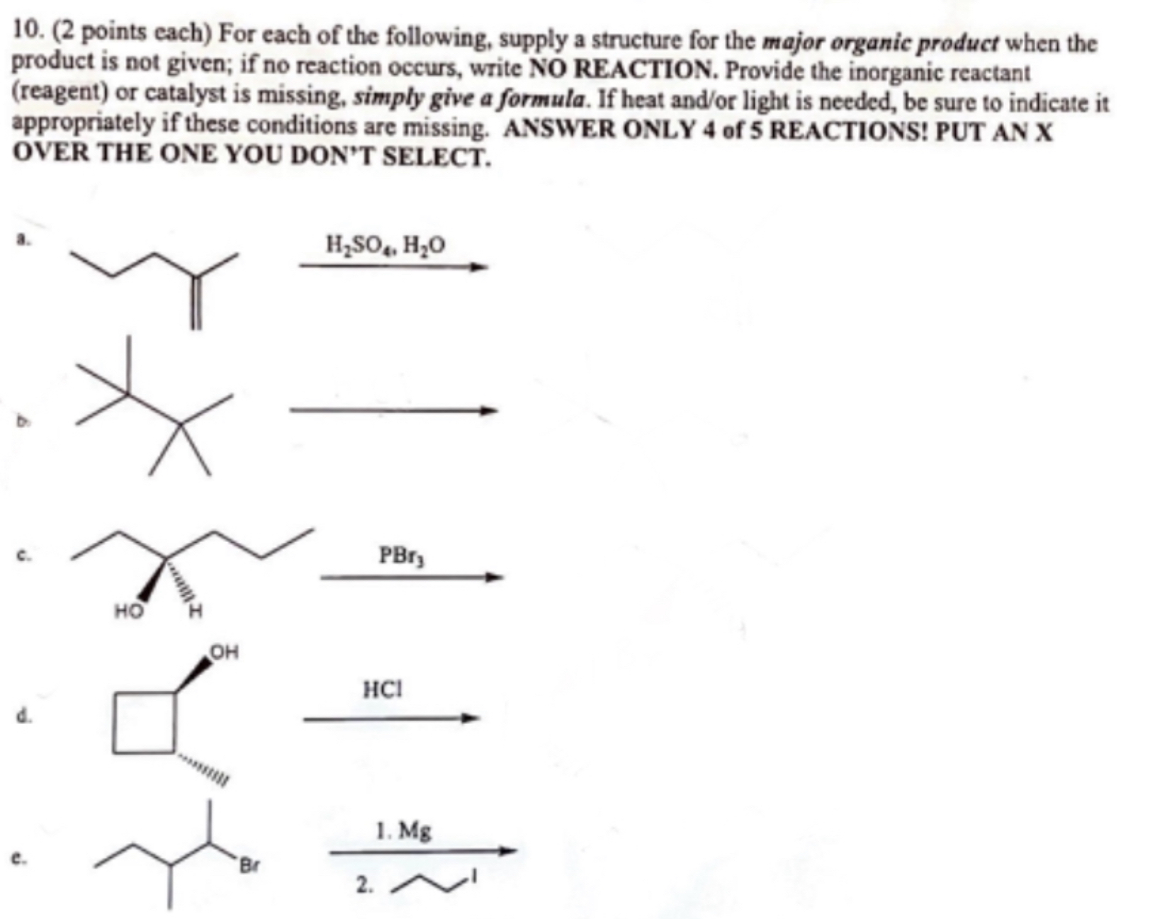 Solved (2 ﻿points each) ﻿For each of the following, supply a | Chegg.com