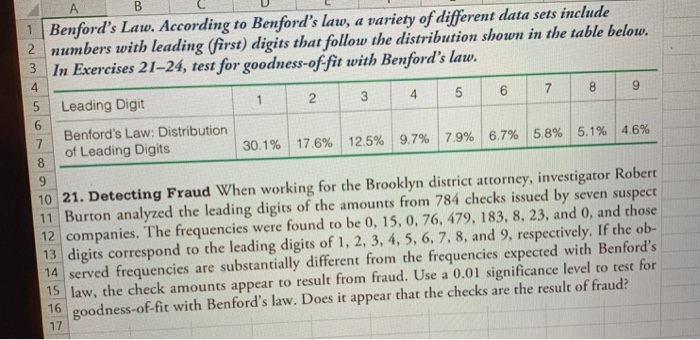 Solved 1 Benford's Law. According to Benford's law, a | Chegg.com Solved 1 Benford's Law. According to Benford's law, a | Chegg.com