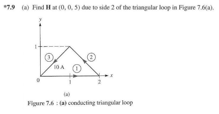 Find H at (0, 0, 5) due to side 2 of the triangular | Chegg.com