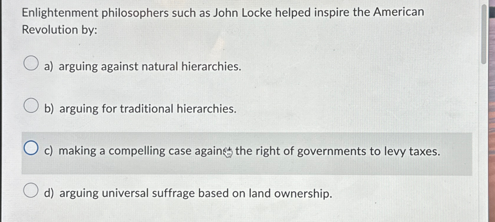 Solved Enlightenment philosophers such as John Locke helped | Chegg.com