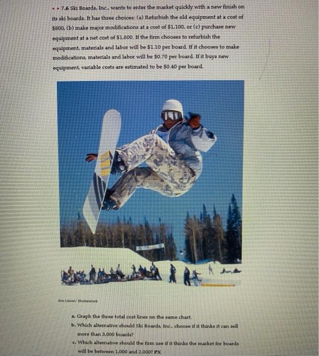Solved • 7.6 Ski Boarda, Inc., wants to enter the market | Chegg.com