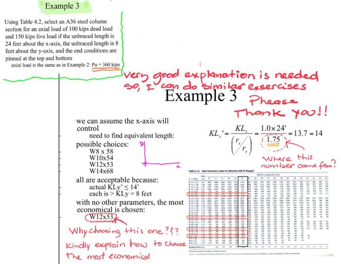 Solved Example 3 Using Table 4.2, select an A36 steel column | Chegg.com