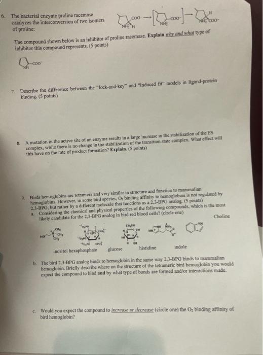 Solved The bacterial enzyme proline racemase catalyzes the | Chegg.com