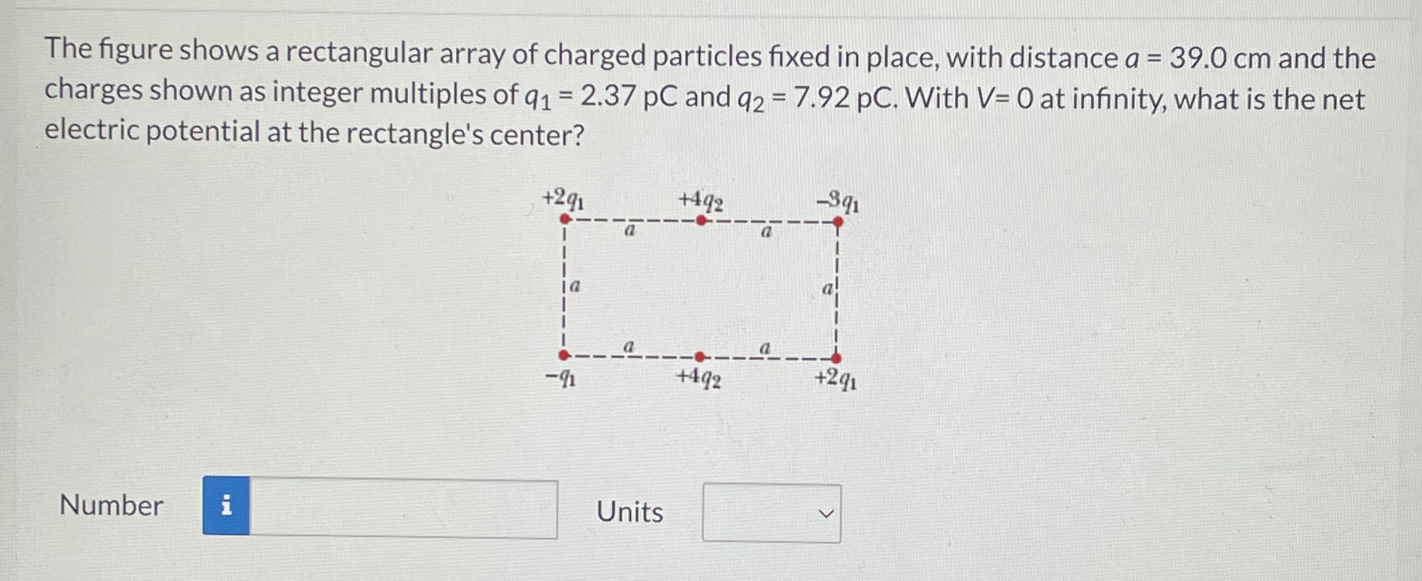 Solved The figure shows a rectangular array of charged | Chegg.com