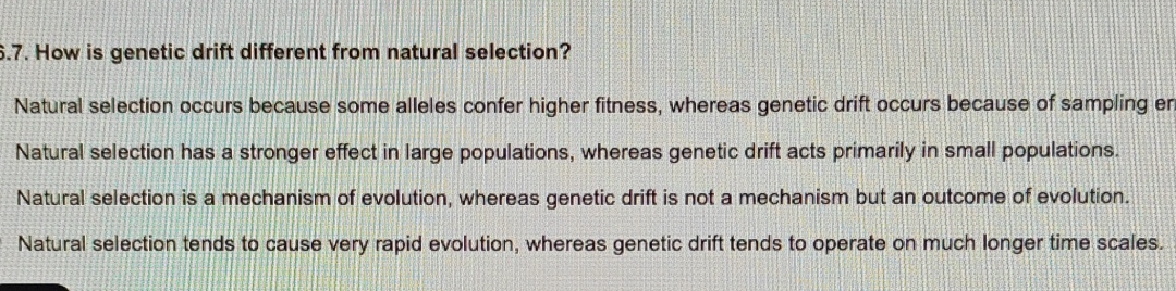 Solved How is genetic drift different from natural | Chegg.com