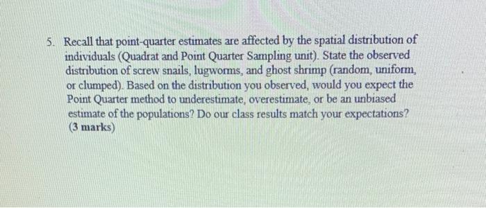 5. Recall that point-quarter estimates are affected | Chegg.com