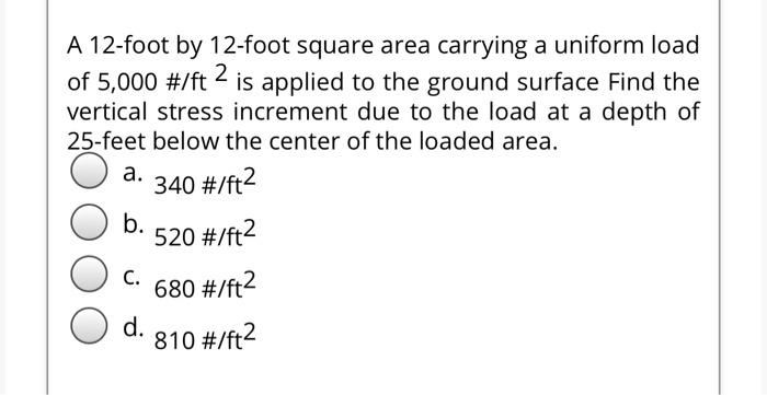 Solved A 12-foot by 12-foot square area carrying a uniform | Chegg.com