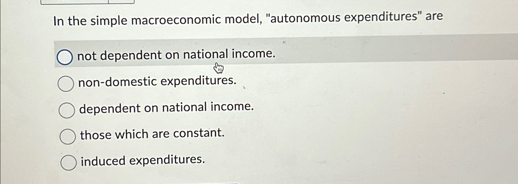 Solved In the simple macroeconomic model, "autonomous | Chegg.com