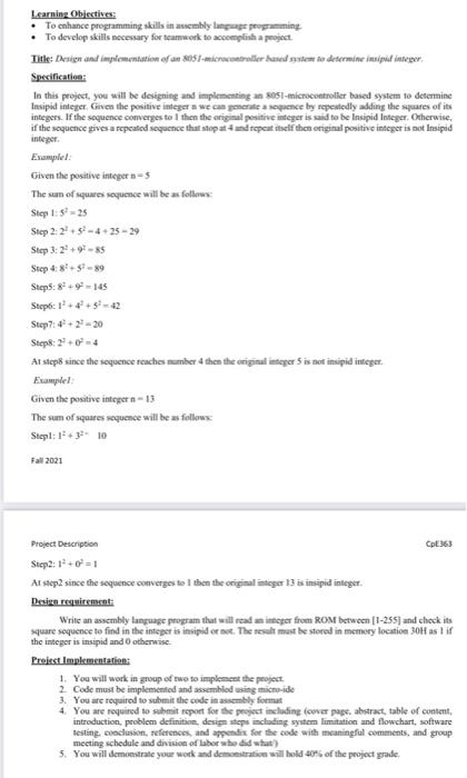 Solved Learning Objectives • To enhance programming skills | Chegg.com