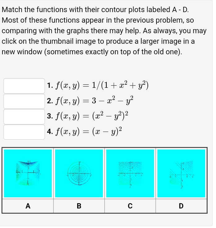 Solved Match the functions with their contour plots labeled | Chegg.com