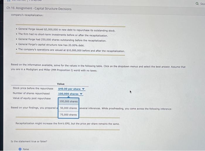 10. The process of recapitalization Recapitalization | Chegg.com
