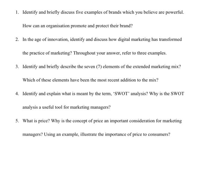 Solved 1. Identify and briefly discuss five examples of | Chegg.com