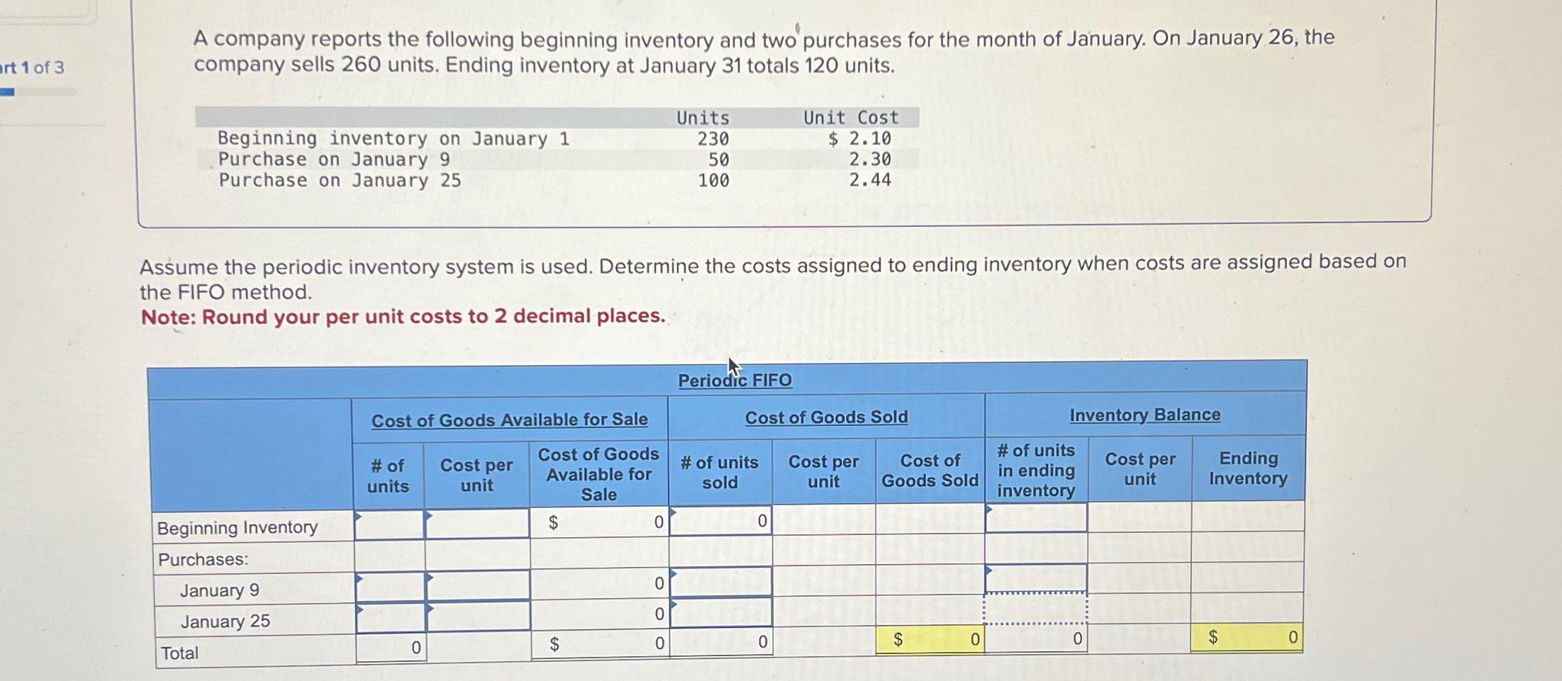 Solved A company reports the following beginning inventory | Chegg.com