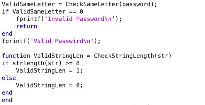 Solved password = input('Enter a password: ','s'); | Chegg.com