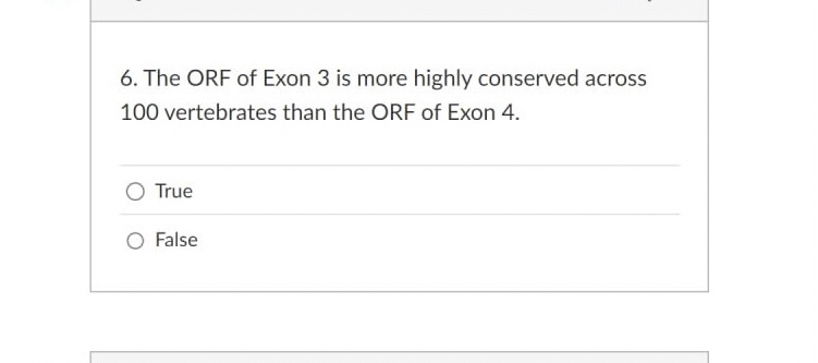 Solved The ORF of Exon 3 ﻿is more highly conserved across100 | Chegg.com