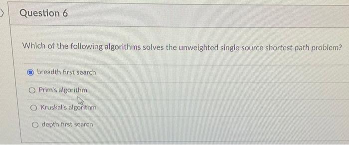Solved Which of the following algorithms solves the | Chegg.com