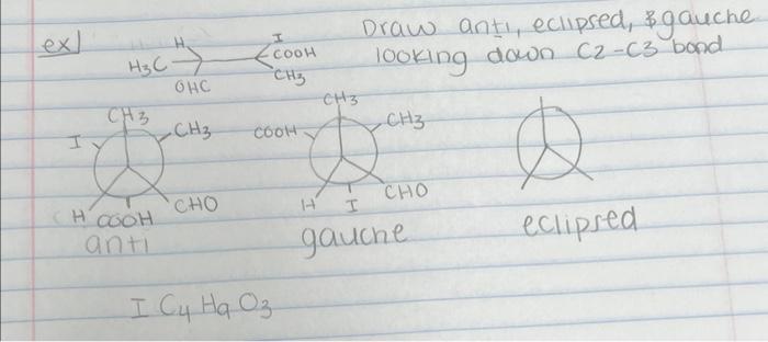 Solved draw anti/staggared, gauche, and eclipsed formation | Chegg.com