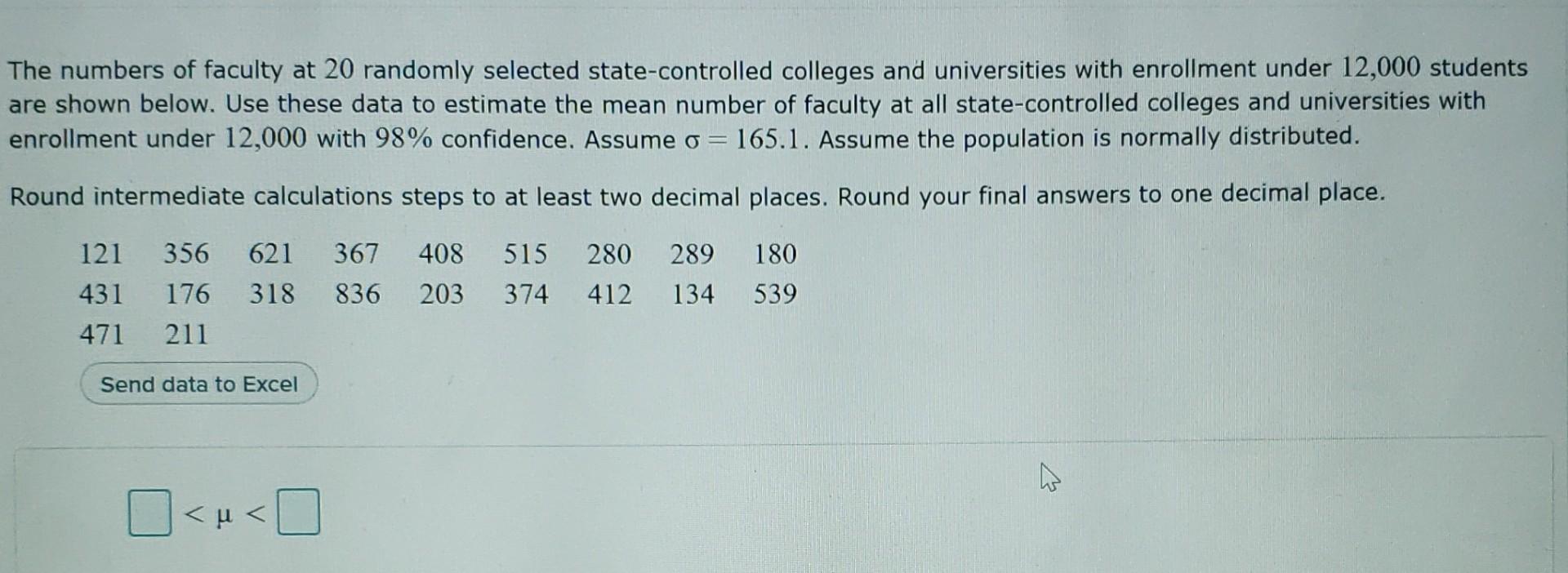 Solved The numbers of faculty at 20 randomly selected | Chegg.com