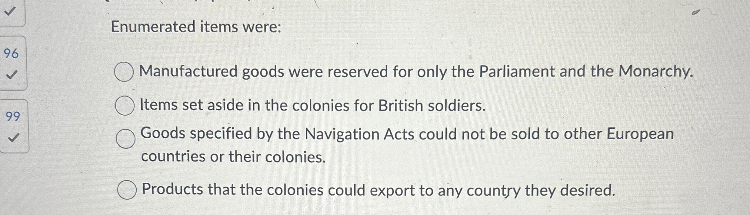 Solved Enumerated items were:Manufactured goods were | Chegg.com