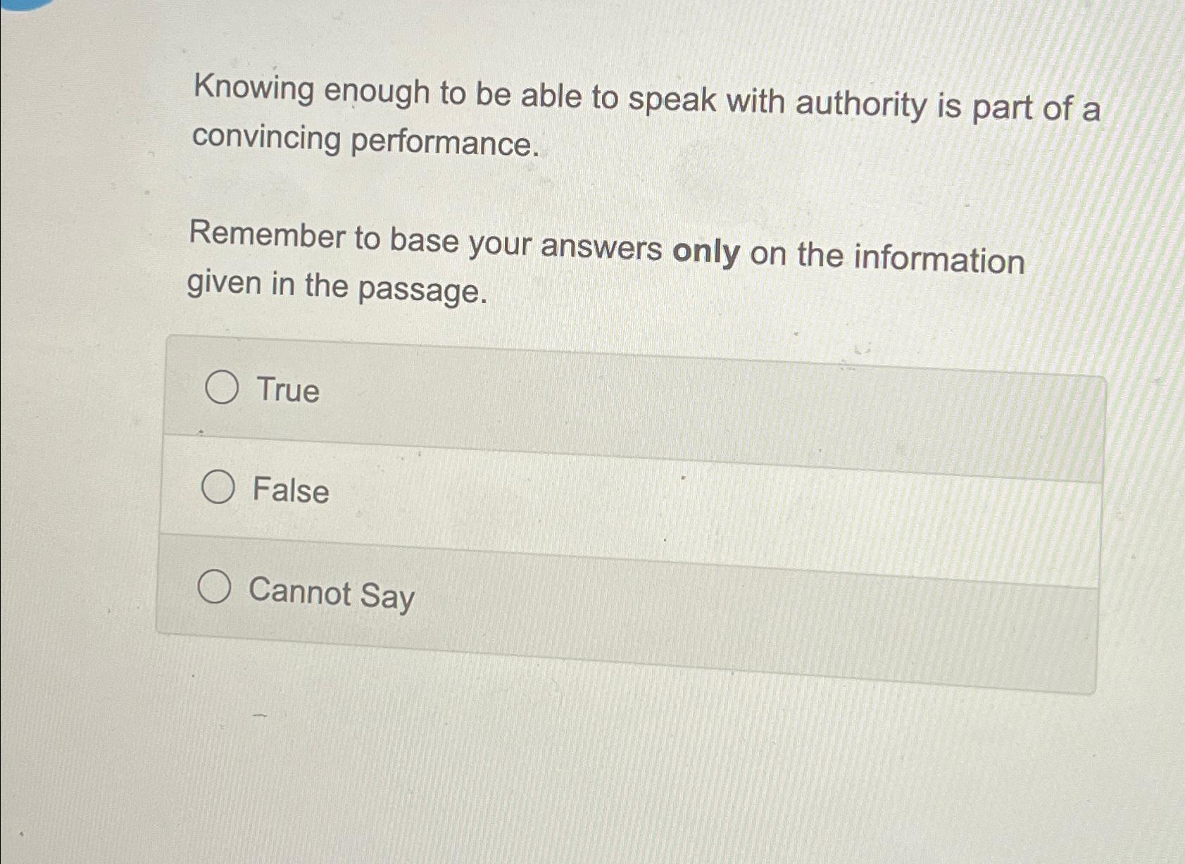 Solved Knowing enough to be able to speak with authority is | Chegg.com