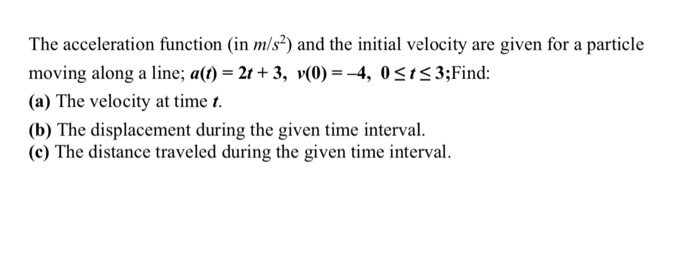 Solved The acceleration function (in m/s) and the initial | Chegg.com