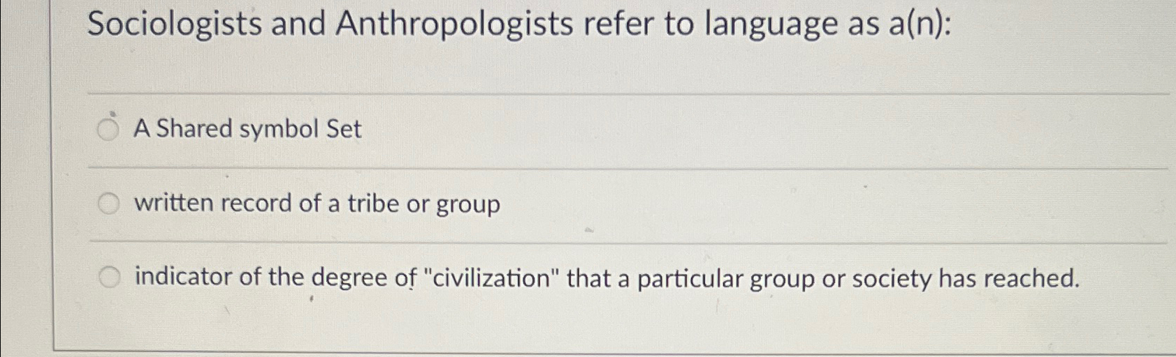 Solved Sociologists and Anthropologists refer to language as | Chegg.com