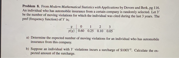 Solved y 3 Problem 8. From Modern Mathematical Statistics | Chegg.com