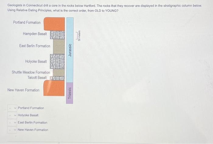 Solved Geologists in Connecticut drill a core in the rocks | Chegg.com