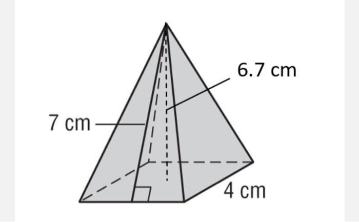 Solved 6.7 cm 7 cm 4 cm Lateral Surface Area = cm squared | Chegg.com
